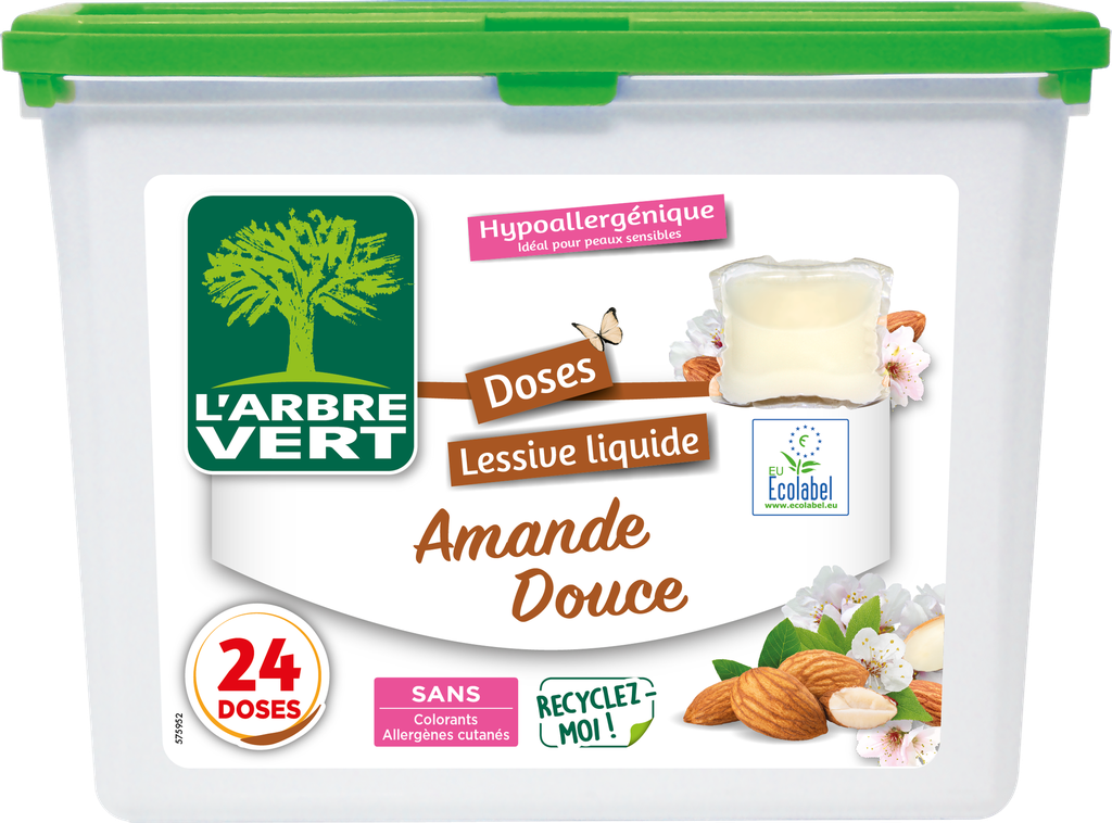 Doses lessive liquide amande douce | Arbre Vert